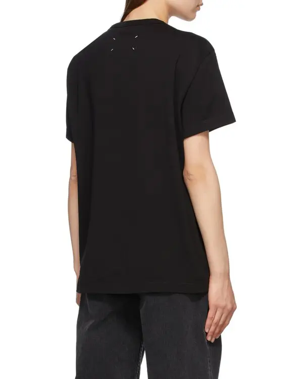 MAISON MARGIELA Logo Embroidered Crewneck T-shirt - Black