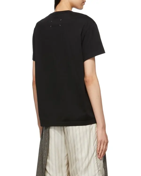 MAISON MARGIELA Logo Embroidered Crewneck T-shirt - Black