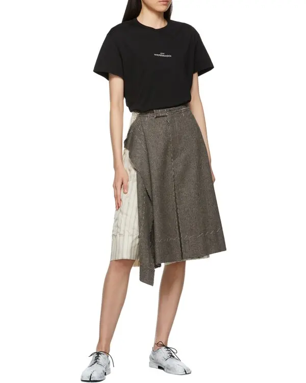 MAISON MARGIELA Logo Embroidered Crewneck T-shirt - Black