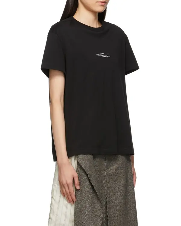 MAISON MARGIELA Logo Embroidered Crewneck T-shirt - Black