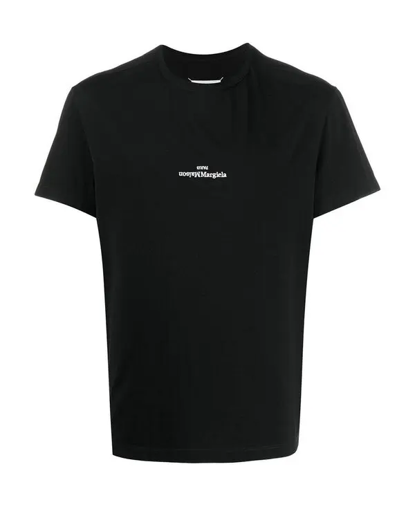 MAISON MARGIELA Logo Embroidered Crewneck T-shirt - Black