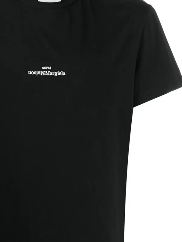 MAISON MARGIELA Logo Embroidered Crewneck T-shirt - Black