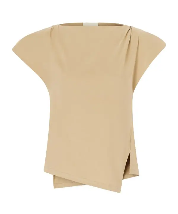 Isabel Marant Étoile Cap-sleeve Asymmetric T-shirt - Mushroom Color