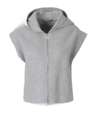 Peserico Hooded Knit Vest With Zip Front And Patch Pockets