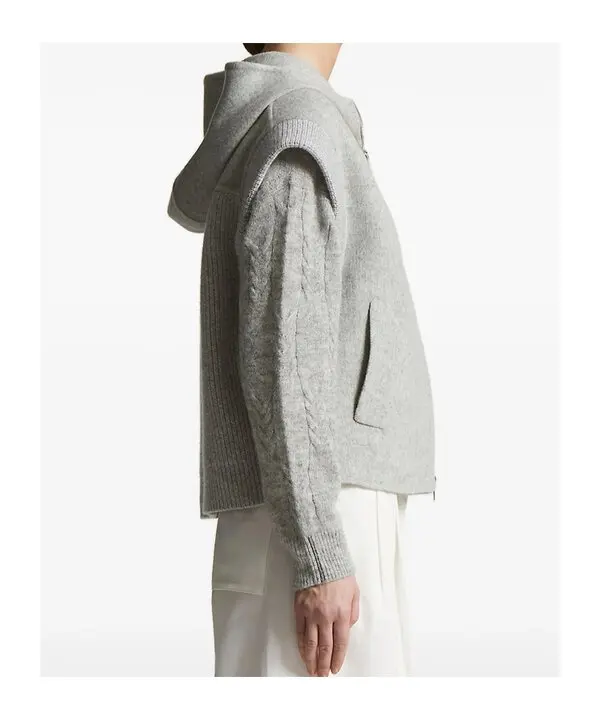 Peserico Hooded Knit Vest With Zip Front And Patch Pockets