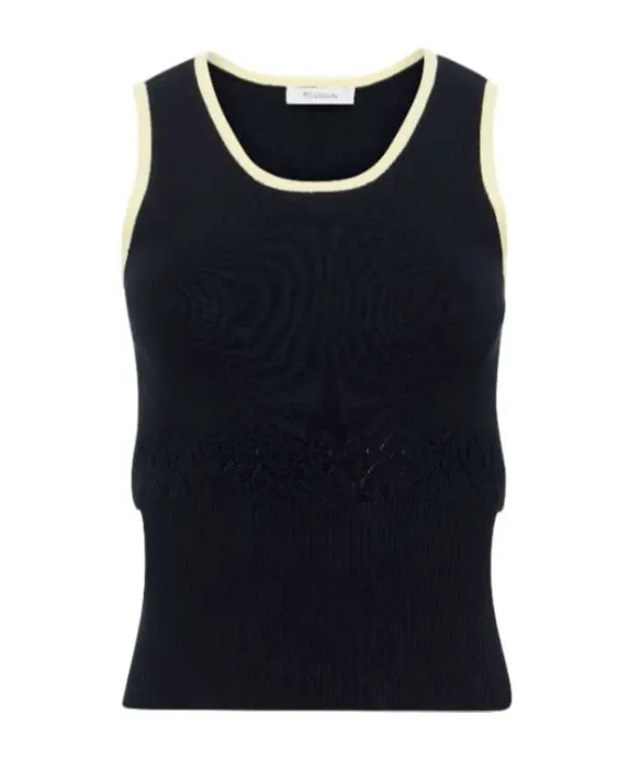 J.W.ANDERSON Contrast-trim Ribbed Tank Top - Black
