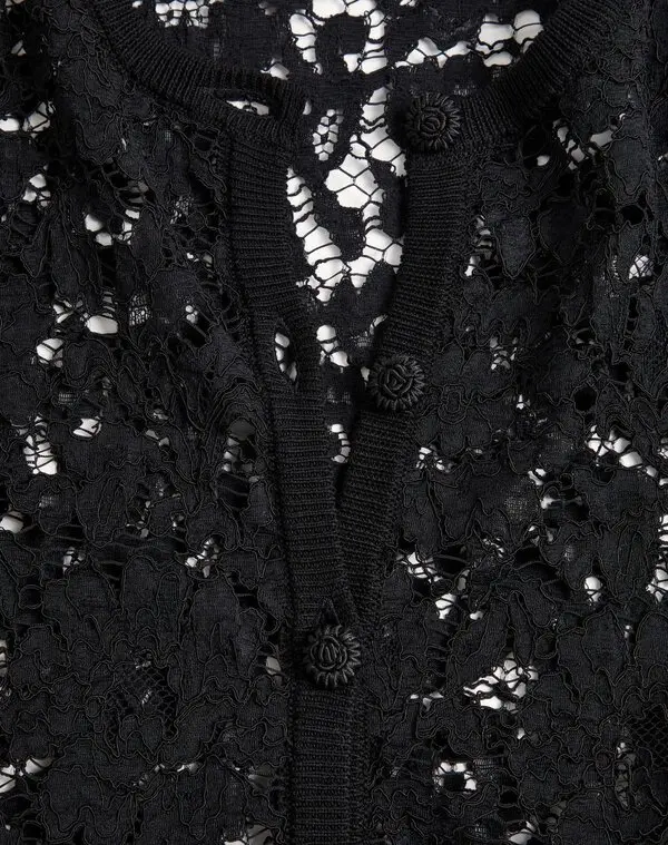 Valentino Garavani Lace Feather-trim Cardigan