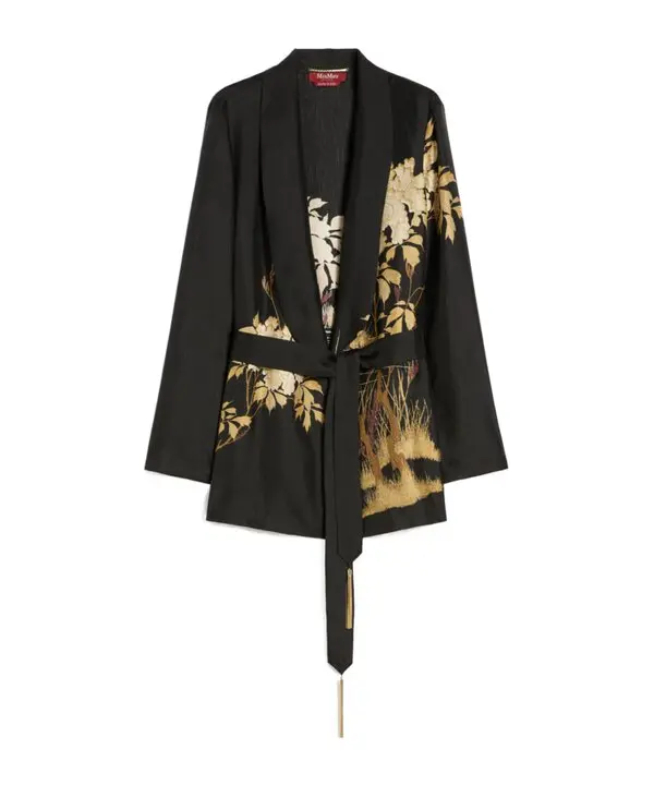 Max Mara Floral Print Tunic With Belt - Black
