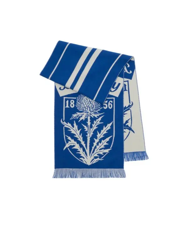 Burberry Thistle Shield Fringed-edge Scarf - Blue Flag