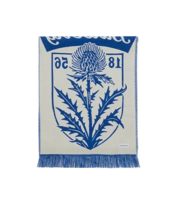 Burberry Thistle Shield Fringed Scarf