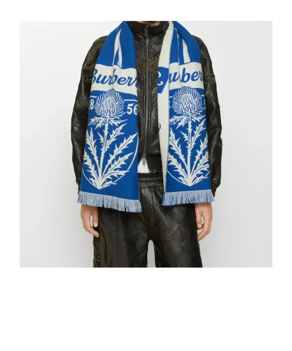 Burberry Thistle Shield Fringed Scarf