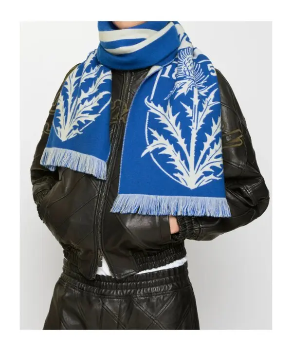 Burberry Thistle Shield Fringed Scarf