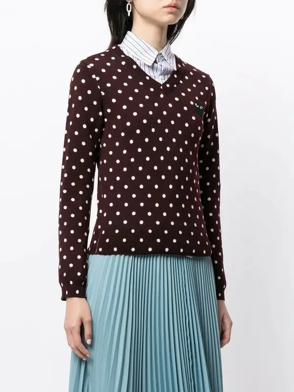 Play Comme Des Garcon Polka Dot V-neck Jumper
