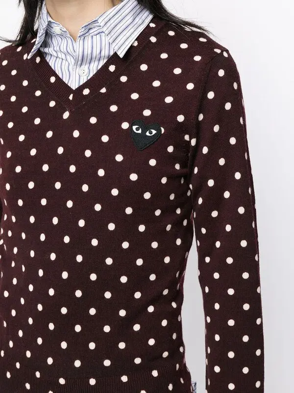 Play Comme Des Garcon Polka Dot V-neck Jumper