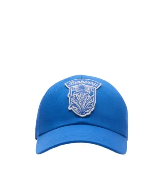 Burberry Thistle Shield Gabardine Baseball Cap - Damson Blue