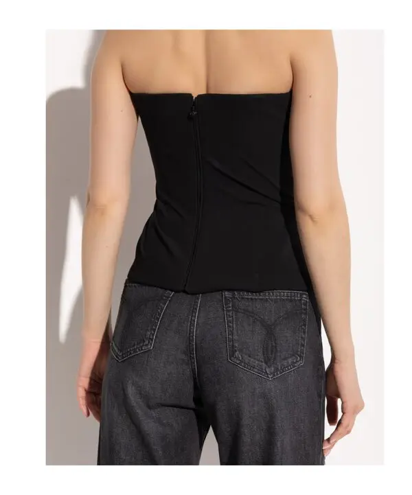 Versace Off-the-shoulder Zip-up Top - Black