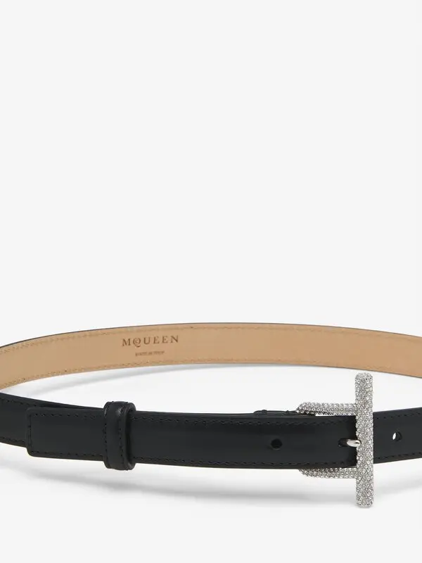Alexander McQueen T-bar Embellished Buckle Belt