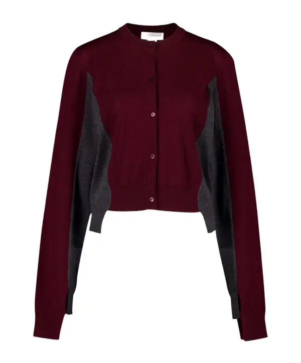Stella McCartney Colour-block Wool Cardigan - Gray, Bordeaux Red