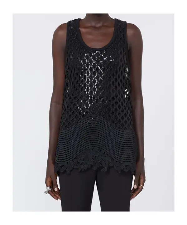 Sportmax Sequin-embellished Open-knit Top