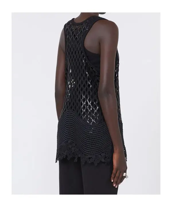 Sportmax Sequin-embellished Open-knit Top