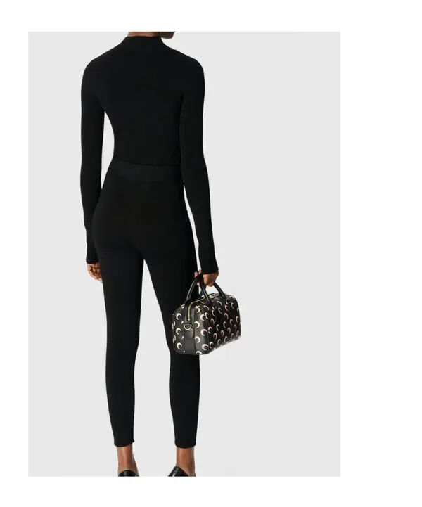 MARINE SERRE Mock-neck Fitted Knitted Sweater With Heat-fused Moon Logo