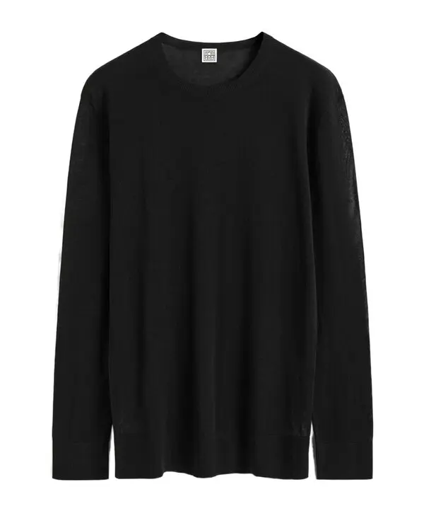 TOTEME Crewneck Long-sleeved Knitted T-shirt - Black