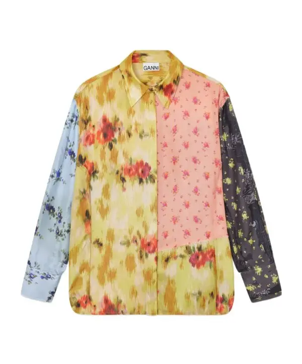 GANNI Printed Silk Shirt - Multicolor