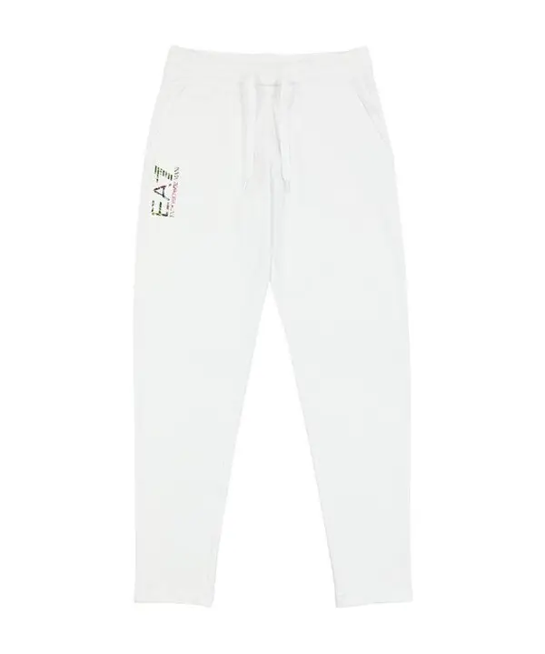 EA7 Logo Printed Drawstring Sweatpants - White