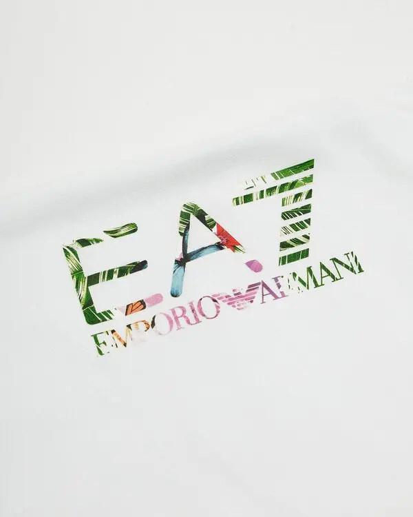 EA7 Logo Printed Drawstring Sweatpants - White