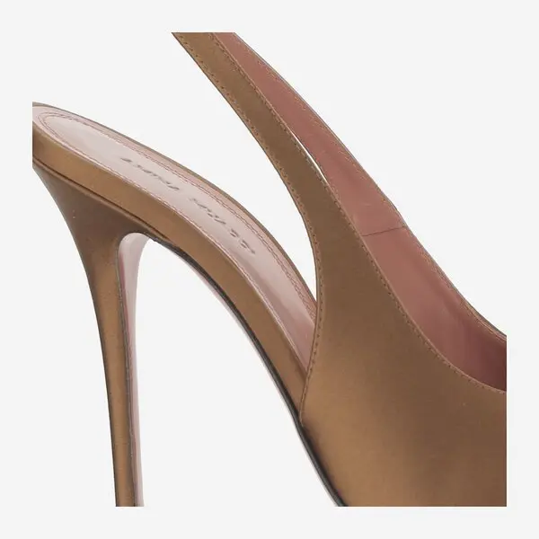 Amina Muaddi Slingback Stiletto Sandals - Brown