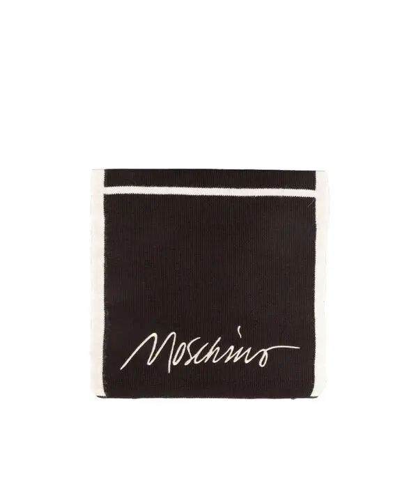 Moschino Embroidery Striped Scarf - Brown