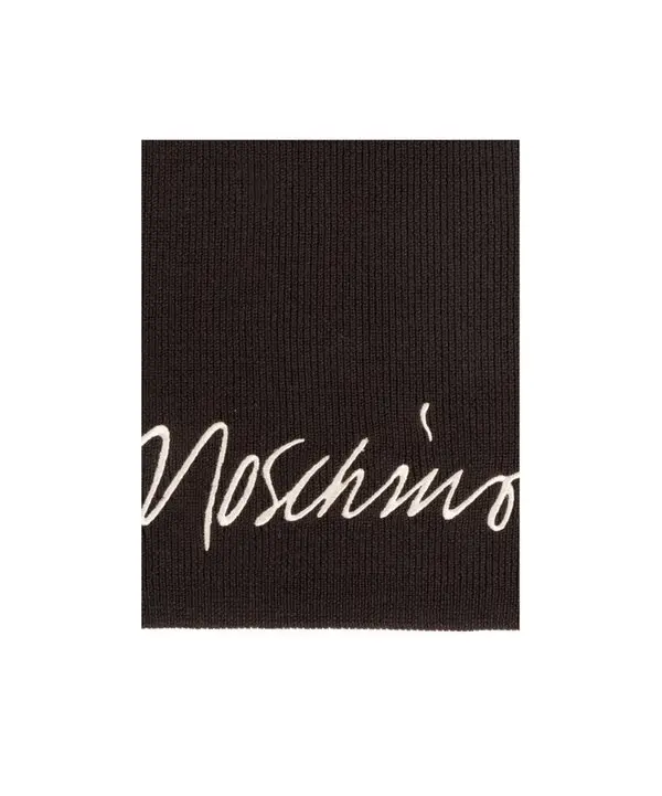 Moschino Embroidery Striped Scarf - Brown