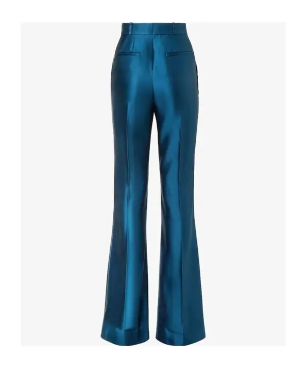 Fendi High-waisted Flared Satin Trousers - Blue