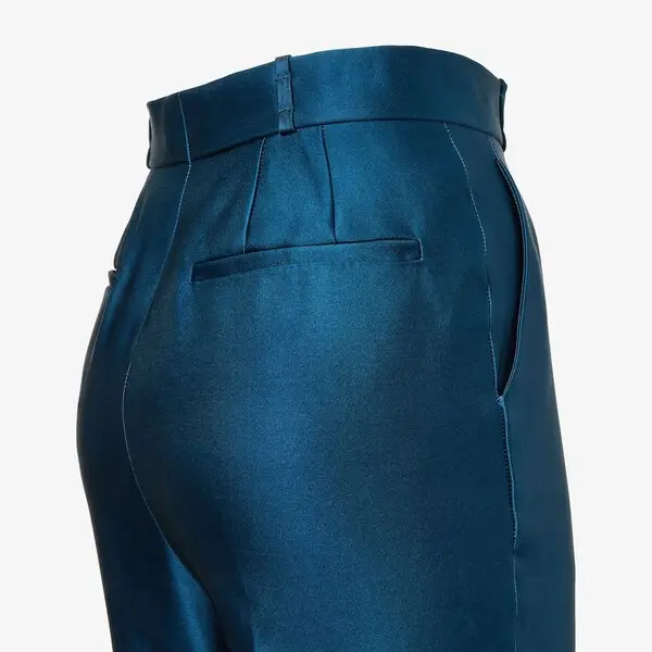 Fendi High-waisted Flared Satin Trousers - Blue