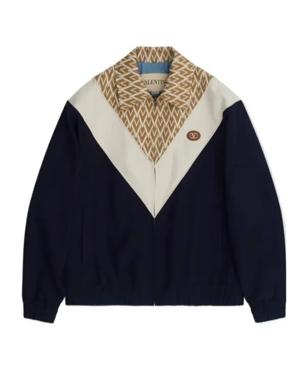 Valentino Garavani Vlogo Patch Zip-up Jacket - Blue