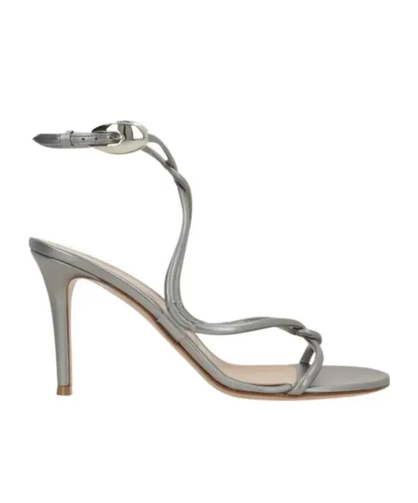 GIANVITO ROSSI Knotted-buckle Heeled Sandals - Gray