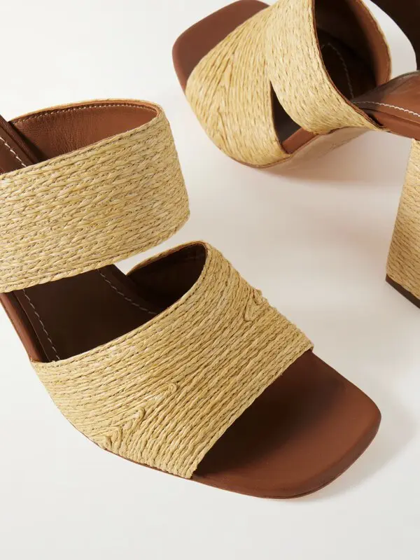 Staud Skylar High-heeled Sandals In Woven Raffia