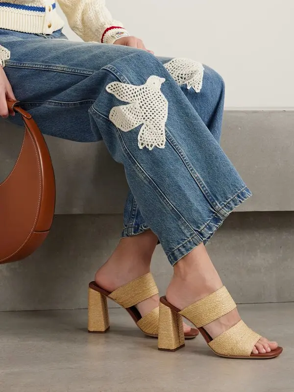 Staud Skylar High-heeled Sandals In Woven Raffia