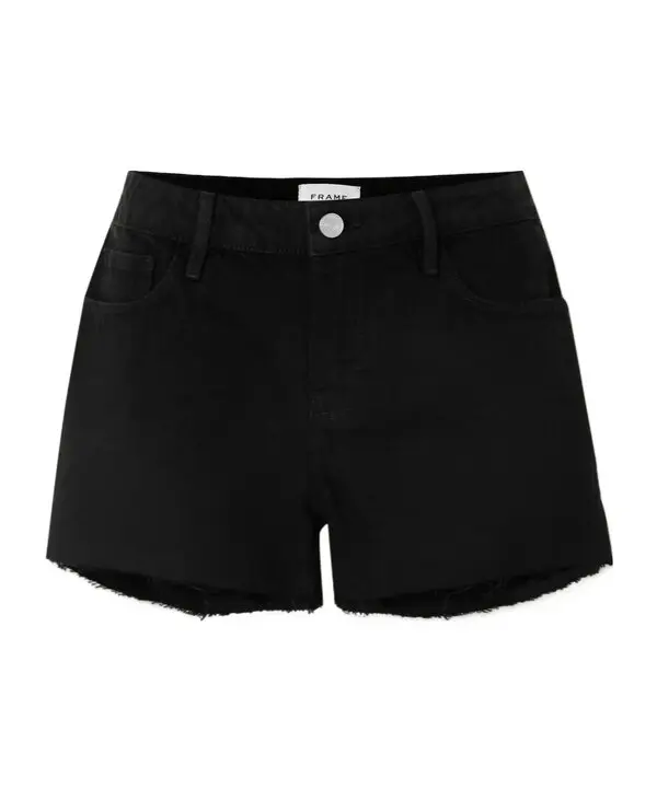 FRAME Frayed Denim Shorts - Black