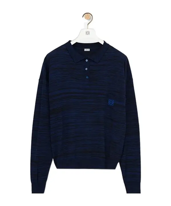 Loewe Striped Logo Polo Sweater - Black