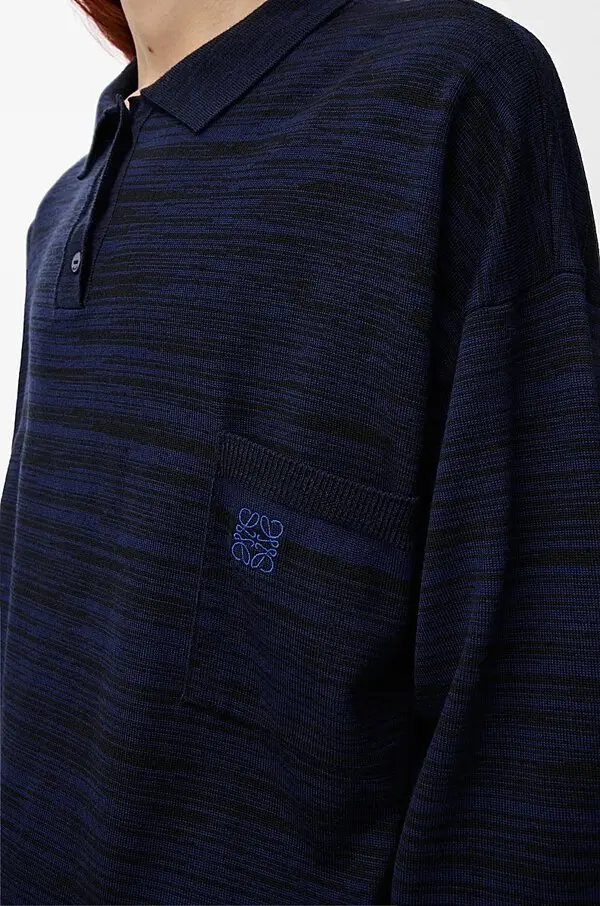 Loewe Striped Logo Polo Sweater - Black