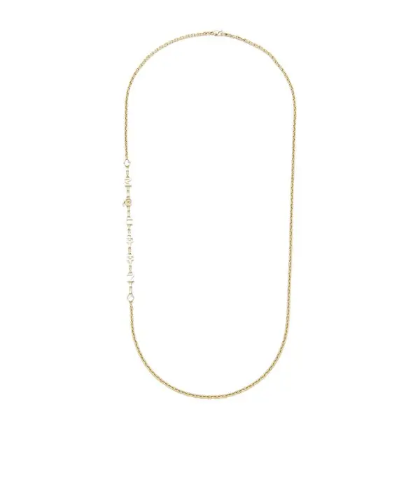 Alexander McQueen Logo Lettering Chained Embellished Necklace - Golden