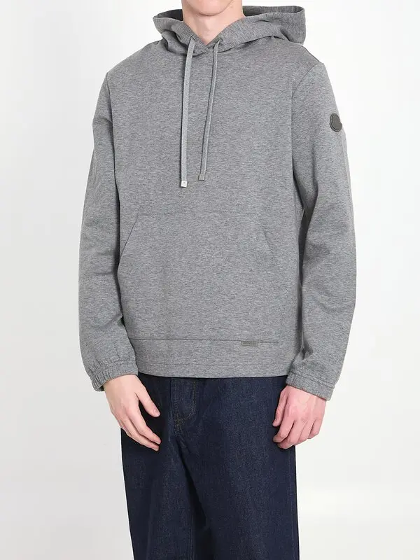 Moncler Logo Patch Drawstring Hoodie - Grey
