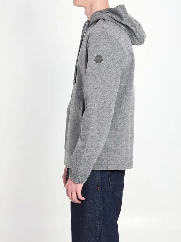 Moncler Logo Patch Drawstring Hoodie - Grey