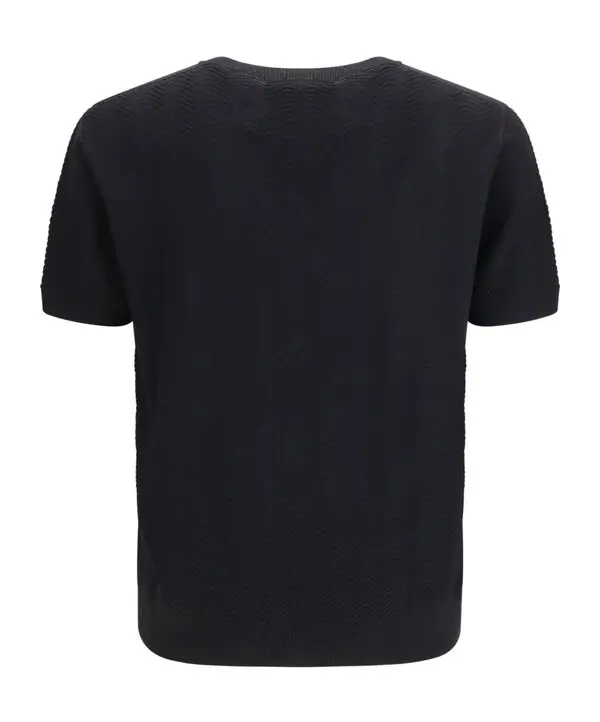 Giorgio Armani Textured Knit Short-sleeve Sweater - Black