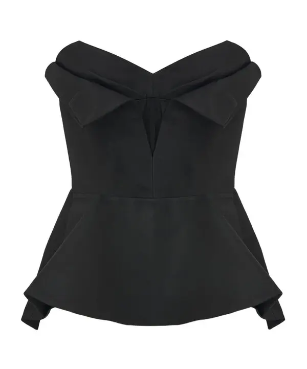 Alexander McQueen Strapless Draped Peplum Top - Black