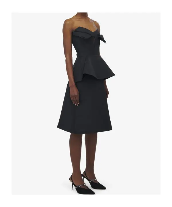 Alexander McQueen Strapless Draped Peplum Top - Black