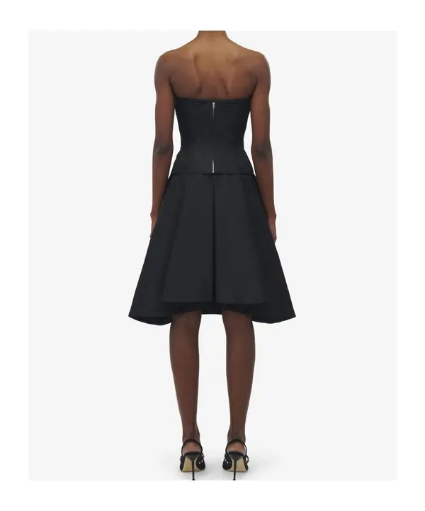 Alexander McQueen Strapless Draped Peplum Top - Black
