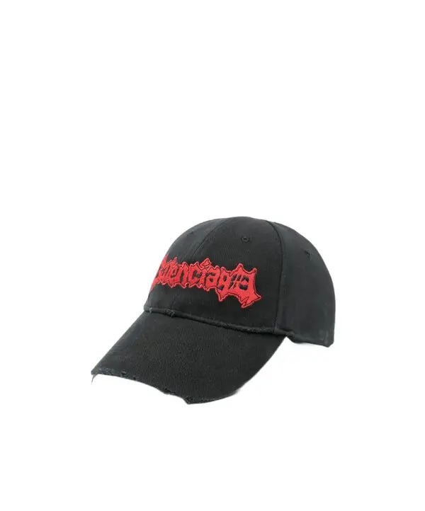 Balenciaga Logo Embroidered Baseball Cap - Black