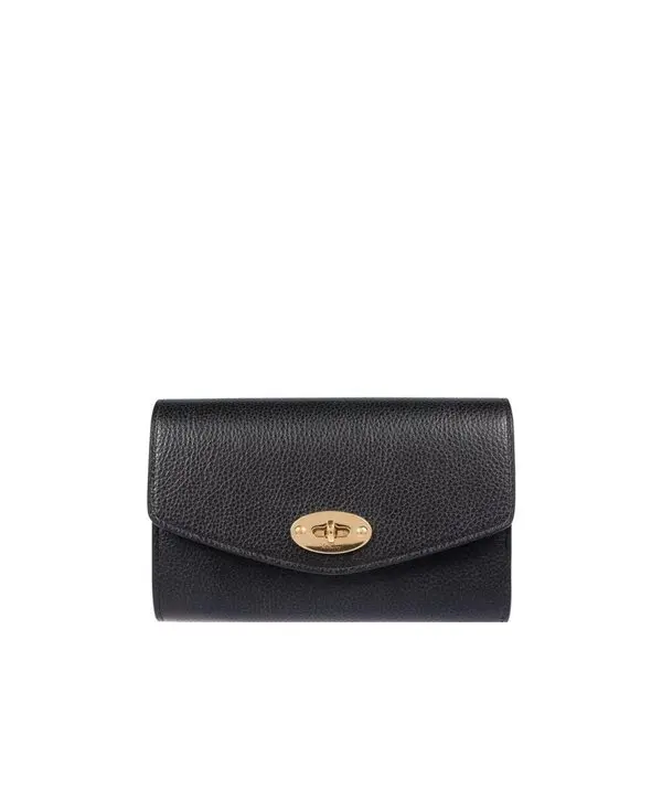 Mulberry Darley Logo Engraved Medium Wallet - Black